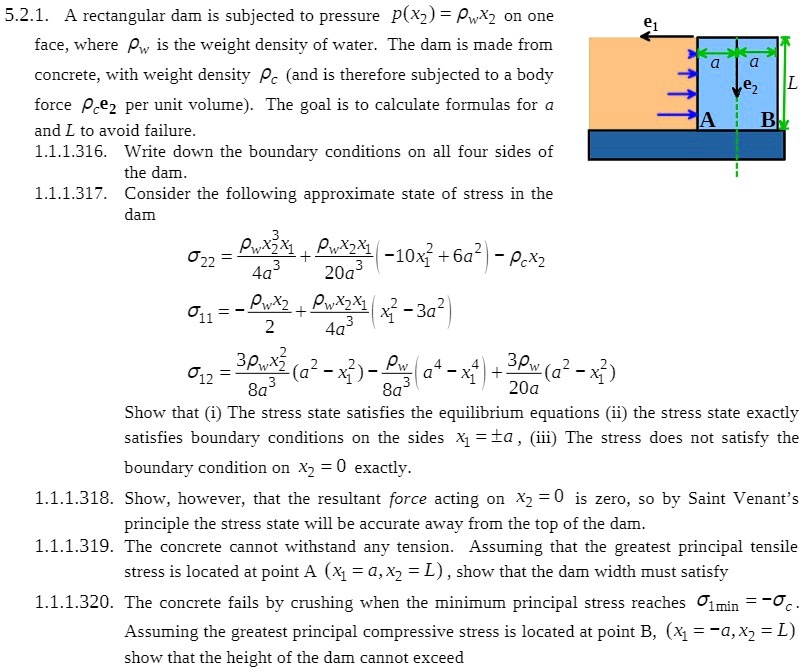 SOLVED: 5.21. A rectangular dam is subjected to pressure P(Xz) = PwXz ...