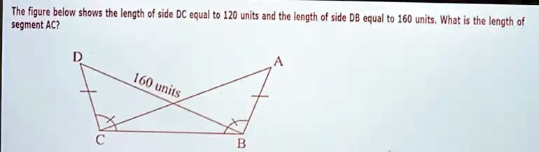 SOLVED: The figure below shows the length of side DC equal 120 units and the length of side DB ...