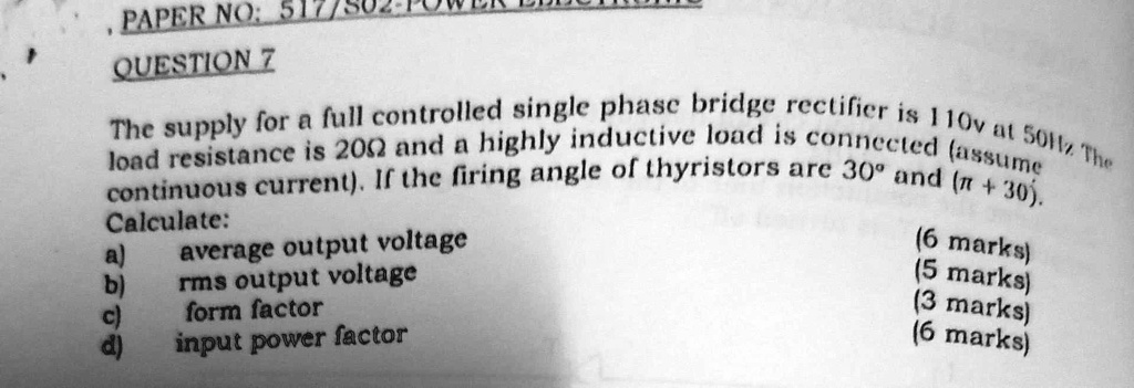 Solved Texts Questions Calculate A Average Output Voltage B Rms Output Voltage C Form