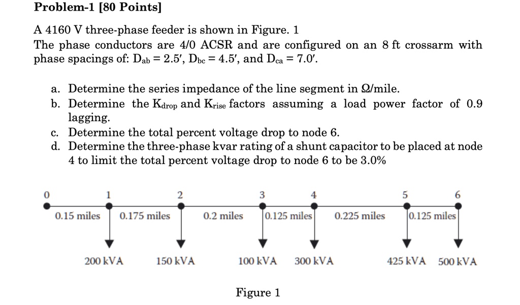 problem l 80 points a4160 v three phase feeder is shown in figure 1 the ...