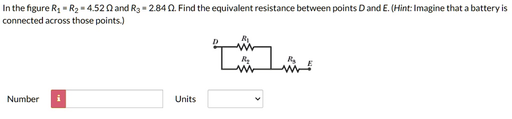 SOLVED: In the figure R1 = R2 4.52 Qand R3 2840. Find the equivalent ...