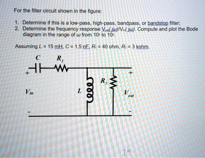SOLVED: For the filter circuit shown in the figure: 1.Determine if this is a low-pass,high-pass ...