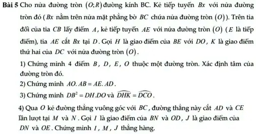 Solved Bii Cho Náa đưá Ng Tròn O R đưá Ng KÃnh Bc Káº