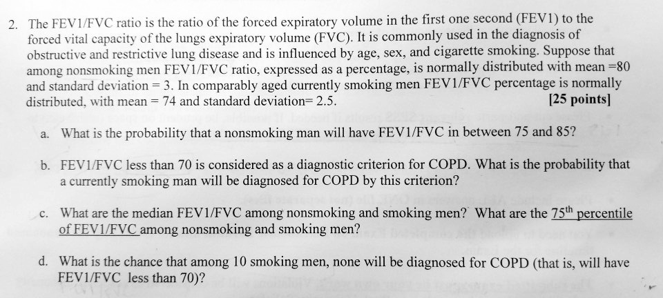 SOLVED: The FEVIFVC ratio is the ratio of the forced expiratory volume ...
