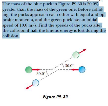 the mass of the blue puck in figure p930 is 200 greater than the mass ...
