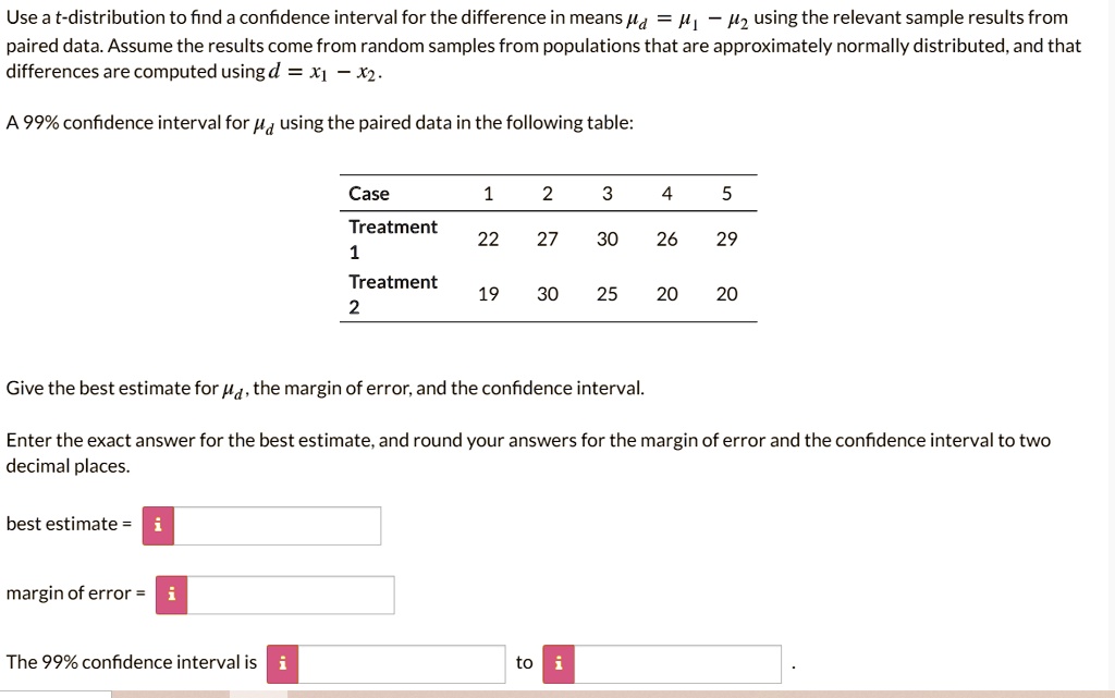 T Chart Statistics Confidence Interval