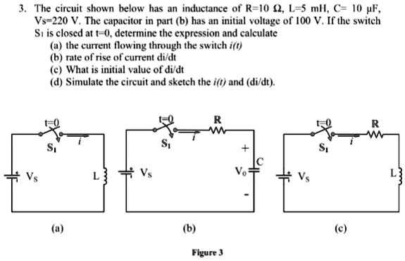 SOLVED: The circuit shown below has an inductance of R = 10 Î©, L = 5 mH, C = 10 uF, and Vs ...