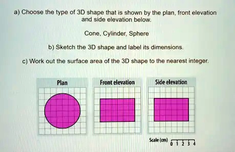 Choose the type of 3D shape that is shown by the plan, front elevation ...