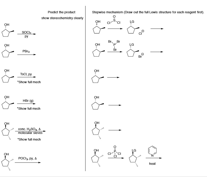 SOLVED:Predict the product Stepwise mechanism Draw out the full Lewis ...
