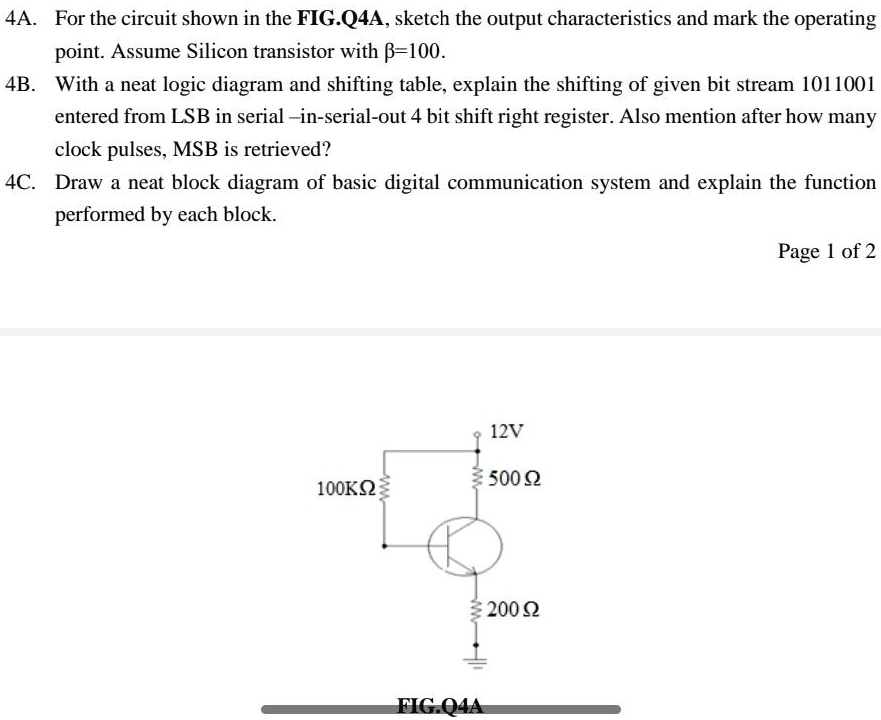 SOLVED: 4A. For the circuit shown in FIG.Q4A, sketch the output characteristics and mark the ...