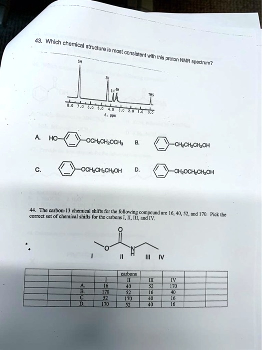 SOLVED: Which chemical structure is most consistent with this proton NMR spectrum? 0.07 10.10 HO ...