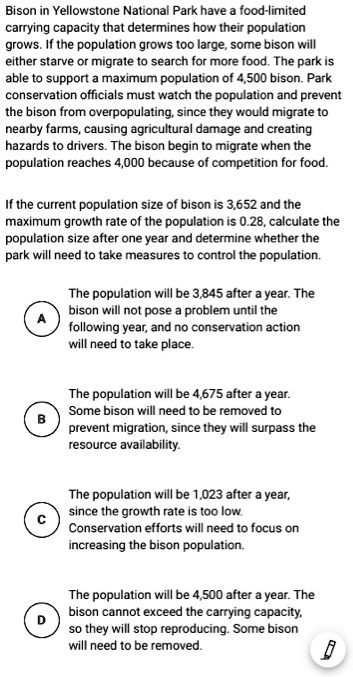 Bison in Yellowstone National Park have a food-limited carrying ...