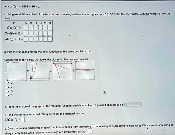 Solved Texts Let Cost 4676 10q A Using Excel Fill In A Chart 3202