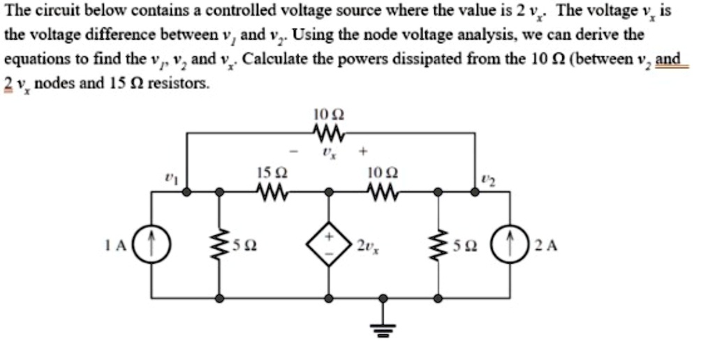 SOLVED: The circuit below contains a controlled voltage source where the value is 2 V. The ...