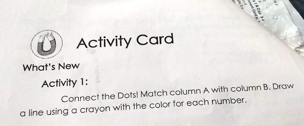 Activity Card What's New Activity 1: Connect the Dots! Match column A ...