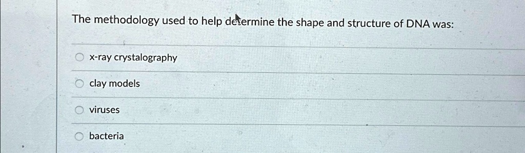 the methodology used to help determine the shape and structure of dna ...