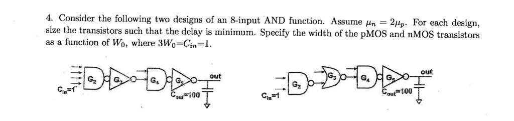 SOLVED: Consider the following two designs of an 8-input AND function ...