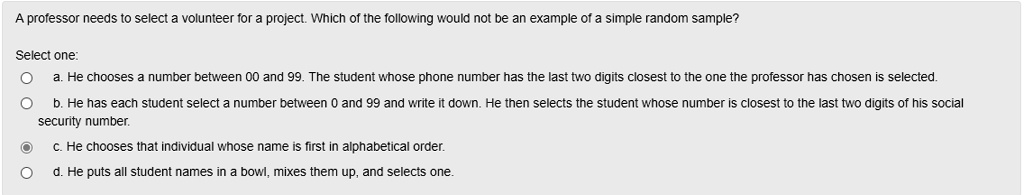 a professor needs t0 select volunteer ior project which of the ...