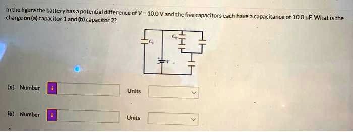SOLVED: In the figure, the battery has a potential difference of V = 100 V and the charge on (a ...