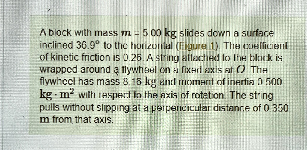 a block with mass m 500 kg slides down a surface inclined 369 degrees ...