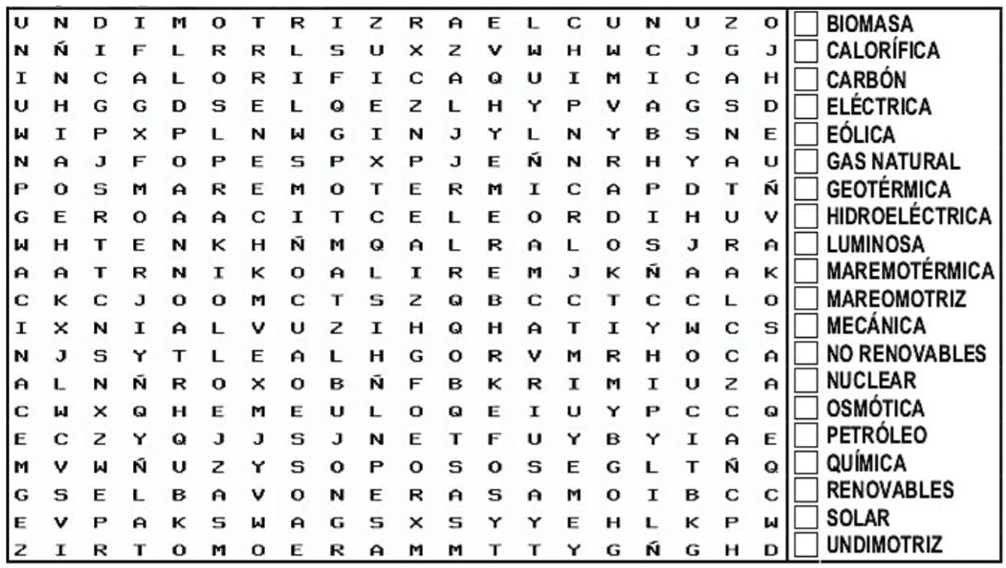 SOLVED: Realiza la sopa de letras Ayuda plis 00 la tarea ! BIOMASA ...