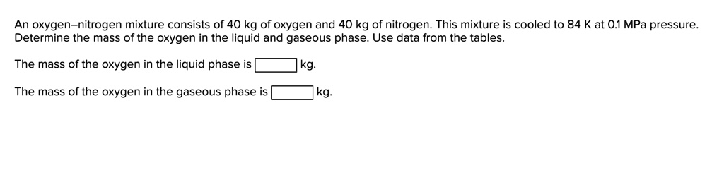 SOLVED: An oxygen-nitrogen mixture consists of 40 kg of oxygen and 40 ...