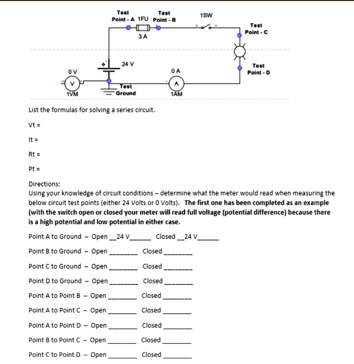 SOLVED: HELP WITH ALL Test Point-A 1FU Point-B 1SW Test Point-C 3A 24 V ...