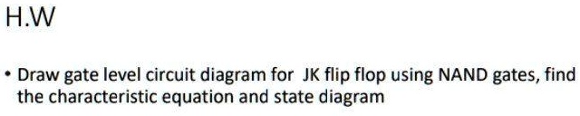 SOLVED: Draw a gate-level circuit diagram for a JK flip flop using NAND ...