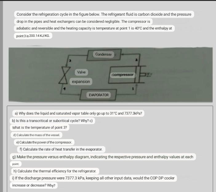 SOLVED: Consider the refrigeration cycle in the figure below.The ...