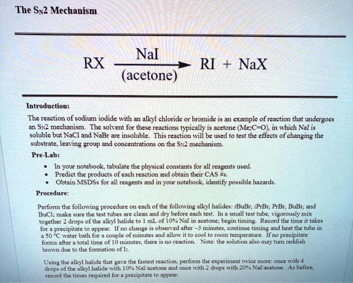 the sx2 mechanism nal rx acetone ri nax introduction the reaction of ...
