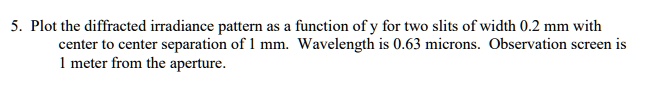 plot the diffracted irradiance pattern as function ofy for two slits of ...