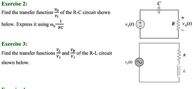 SOLVED: Exercise 2: Find the transfer function "H" of the R-C circuit ...