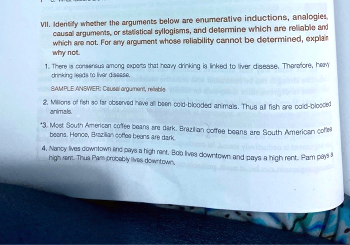 SOLVED: VII: Identify whether the arguments below are enumerative ...