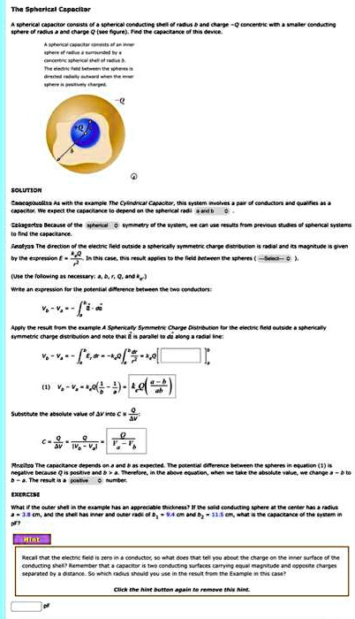 SOLVED: A spherical capacitor consists of a spherical conducting shell ...