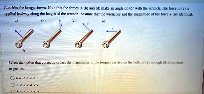 SOLVED: Consider the image shown. Nole that the forces in (b) and (d ...