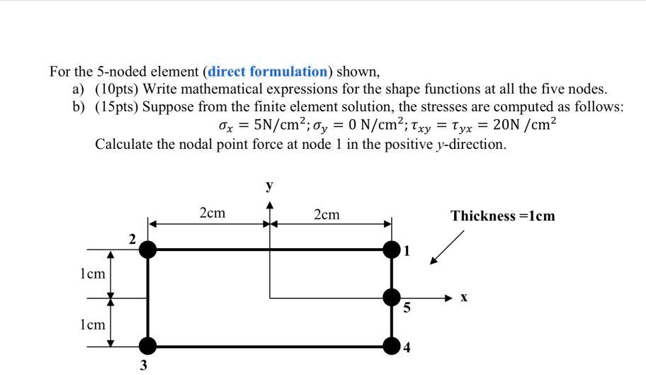 for the 5 noded element direct formulation shown a 1optswrite ...