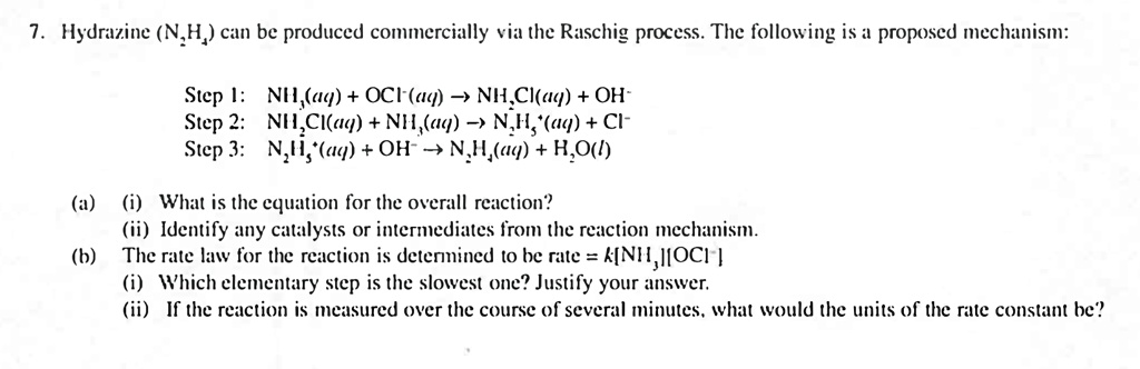 hydrazine nh cn be produced commercially via the raschig process the ...
