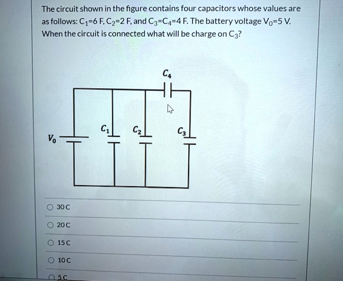 the circuit shown in the figure contains four capacitors whose values are as follows c1 6 f c2 2 ...
