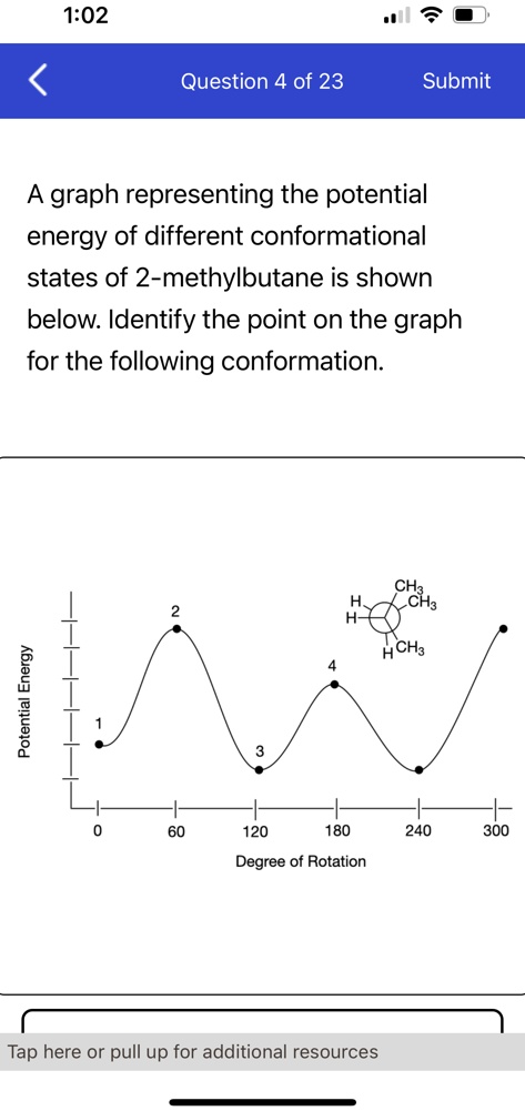 SOLVED: 1:02 Question 4 of 23 Submit A graph representing the potential ...