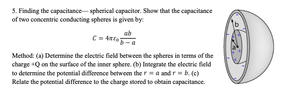 SOLVED:Finding the capacitance spherical capacitor: Show that the ...