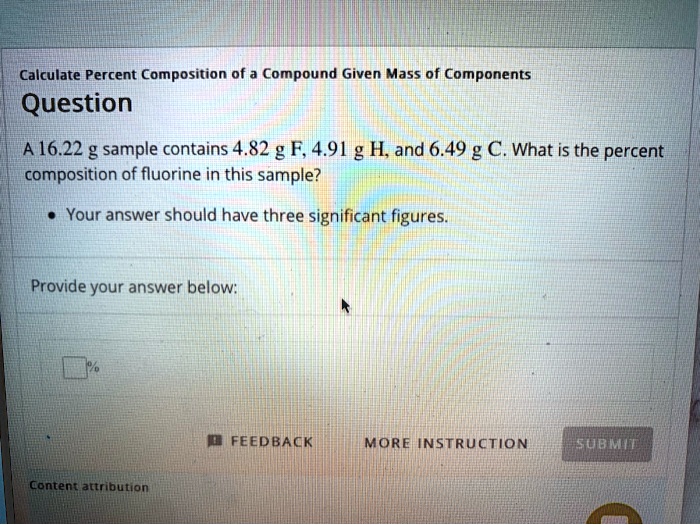 calculate percent composition of compound given mass of components ...
