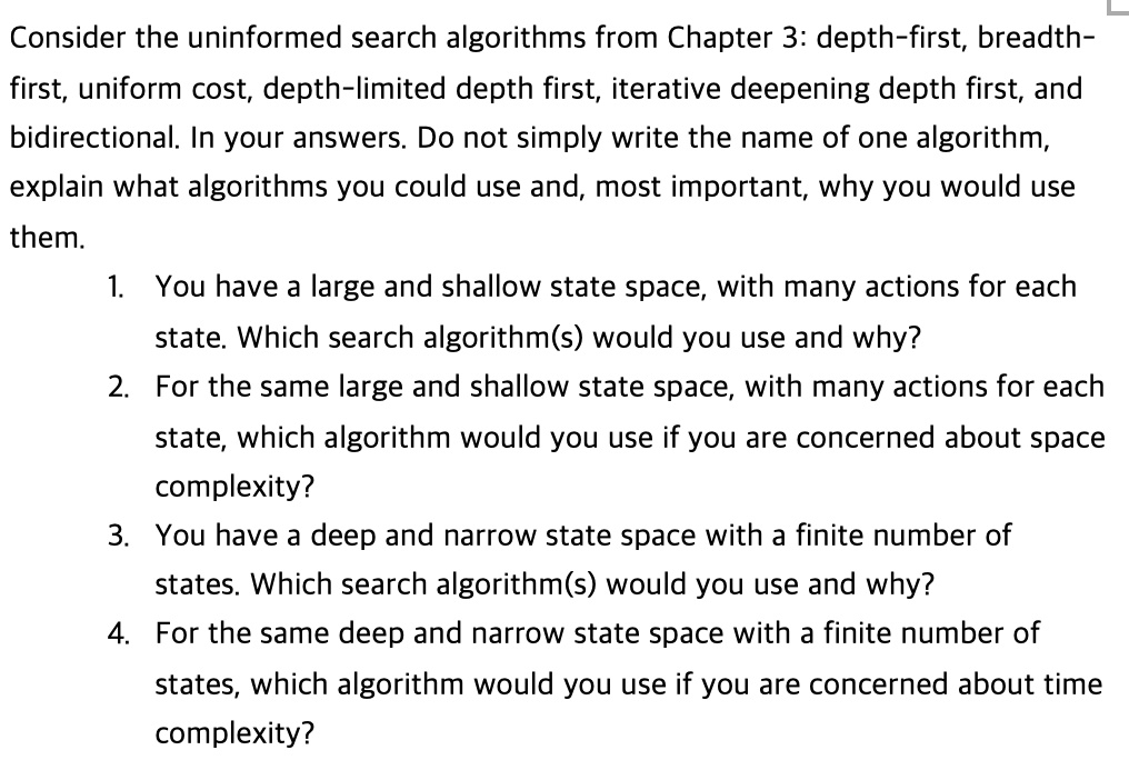 Solved Consider The Uninformed Search Algorithms From Chapter 3 Depth First Breadth First 1680