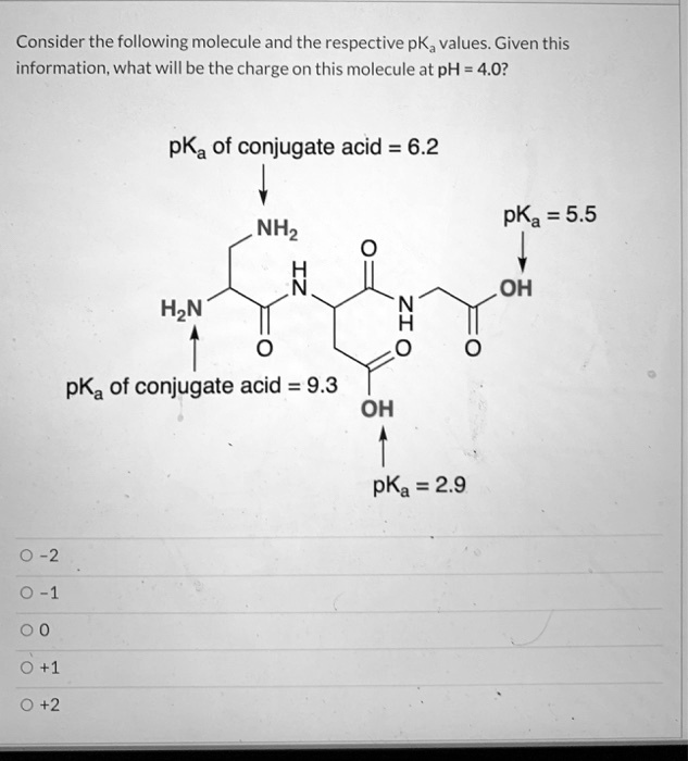 Consider the following molecule and the respective pKa values. Given this information, what will ...