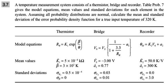 SOLVED: 3.7 A temperature measurement system consists of a thermistor ...