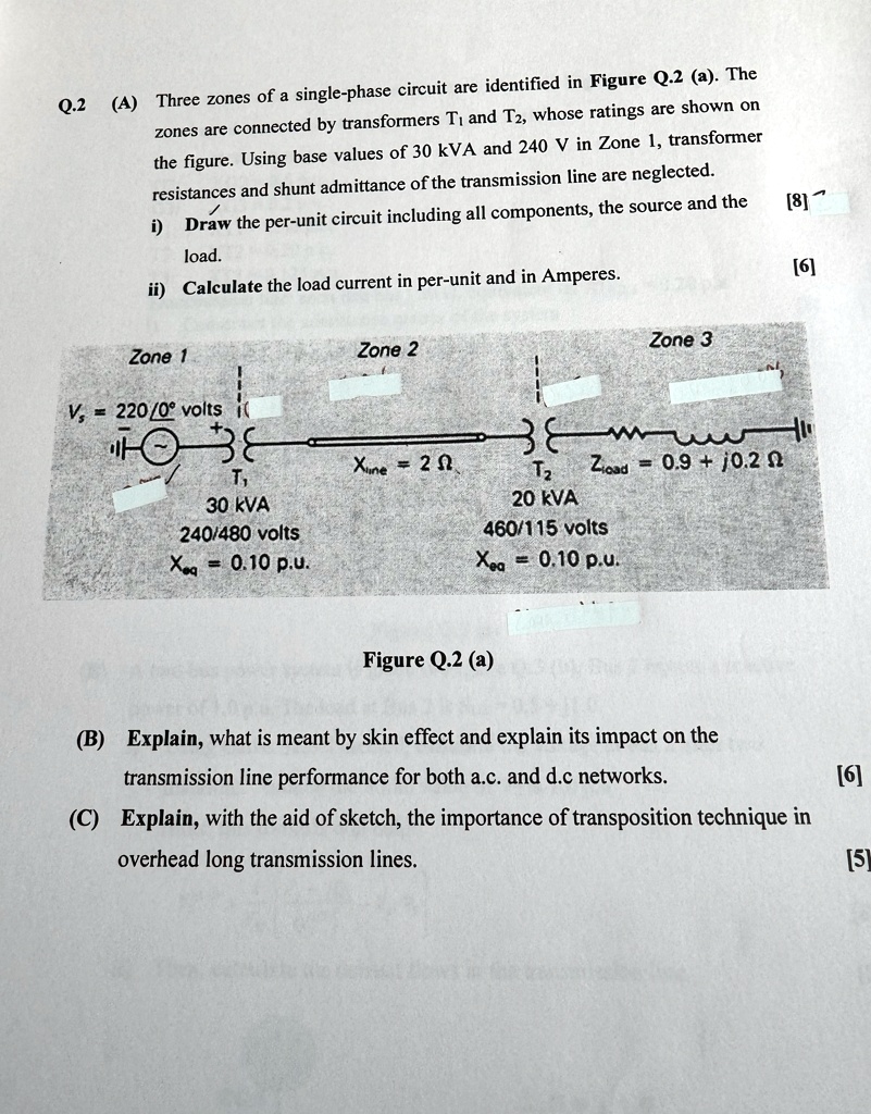 Q.2 (A) Three zones of a single-phase circuit are identified in Figure Q.2 (a). The zones are ...