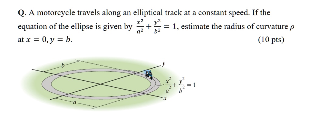 SOLVED: A motorcycle travels along an elliptical track at a constant ...