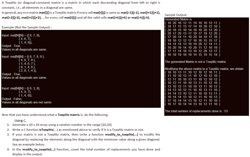 a toeplitz or diagonal constant matrix is a matrix in which each descending diagonal from left ...