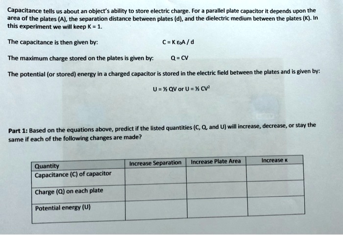 SOLVED: Capacitance tells us about an object's ability to store ...