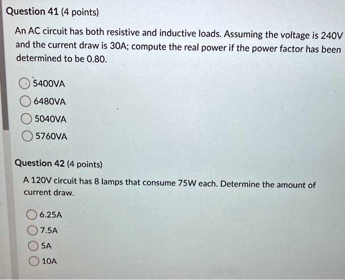 Question 41 (4 points) An AC circuit has both resistive and inductive ...