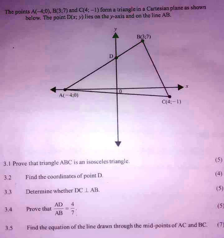 SOLVED: The points A(4,0), B(3,7), and C(4,-1) form a triangle in a ...
